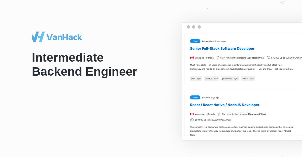 Intermediate Backend Engineer - VanHack